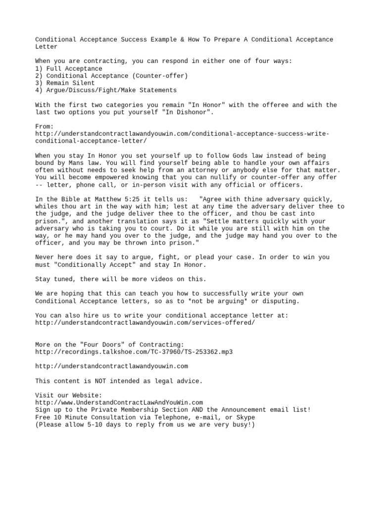 Mastering Conditional Acceptance Letters | PDF