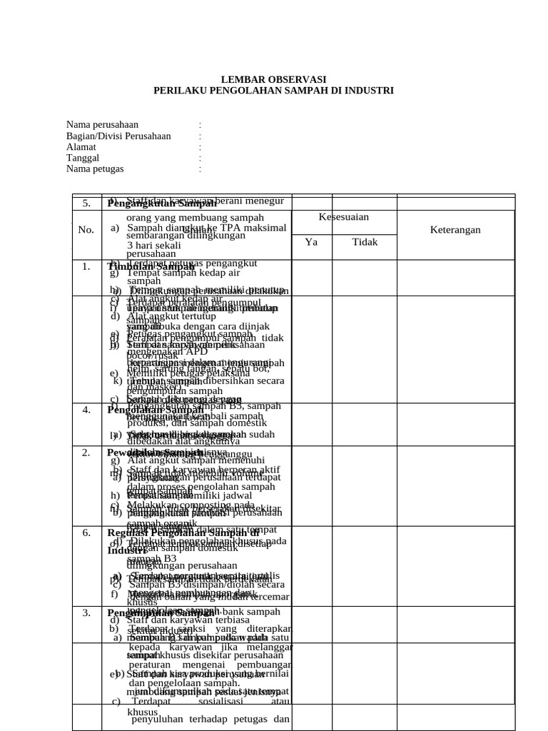 Lembar Observasi | PDF