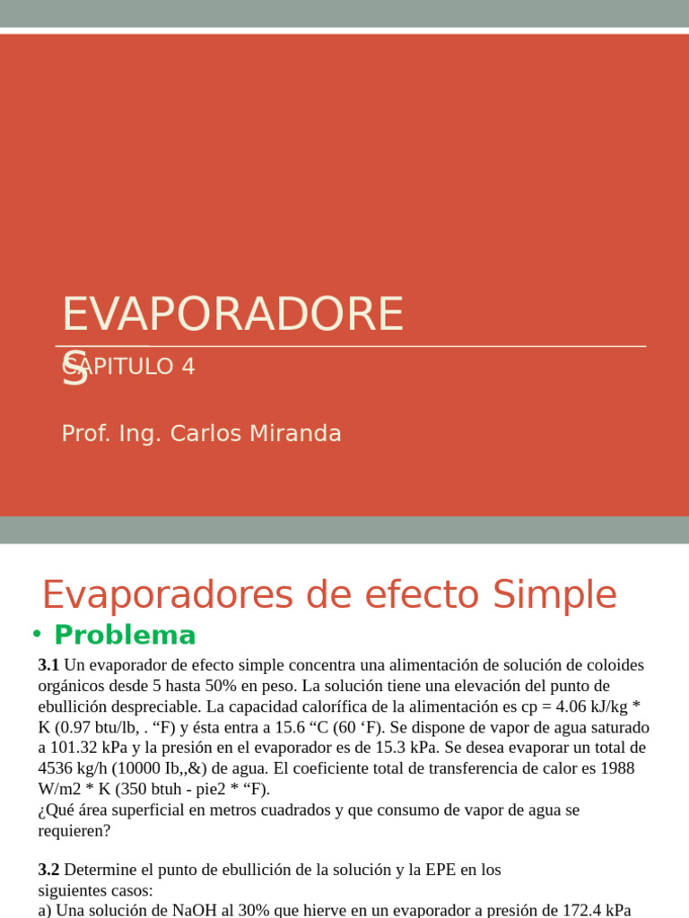 Tarea Capitulo 4 Evaporación | PDF