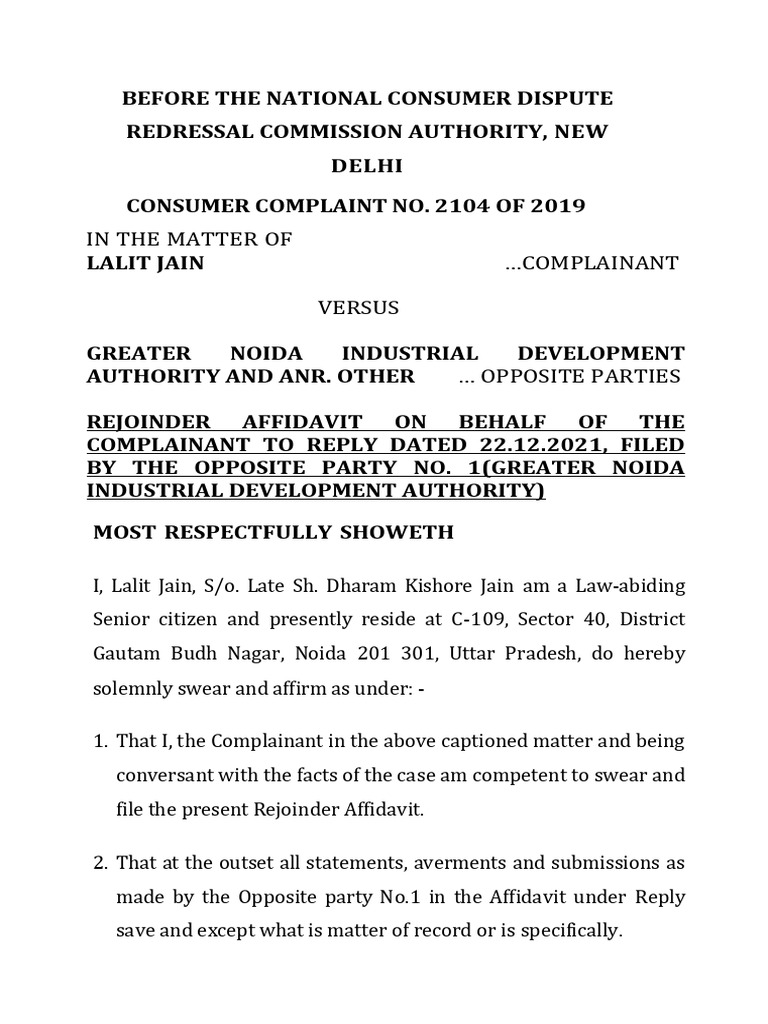 Lalit Jain Rejoinder | PDF | Affidavit | Private Law Lalit Jain Rejoinder | PDF | Affidavit | Private Law
