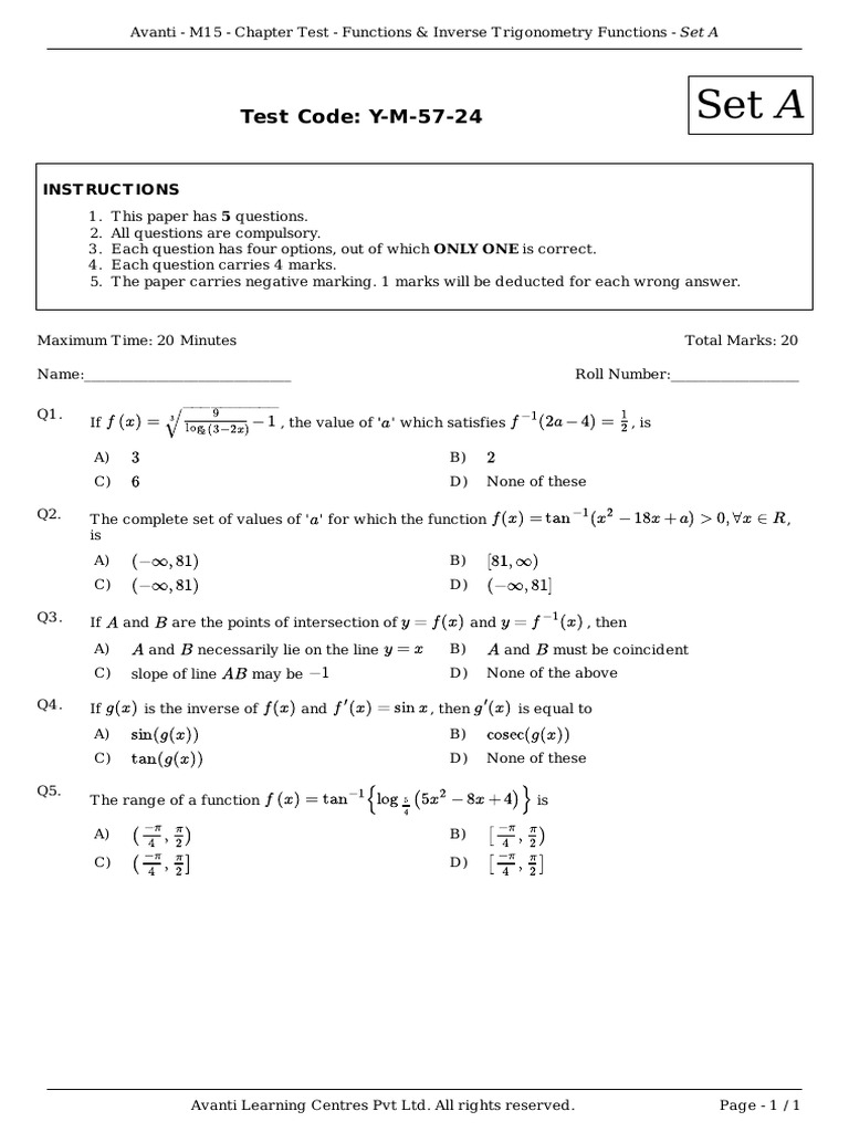 Hw-12M15.8-Operations On Inverse Trigonometry Function-Jee-Ques | PDF