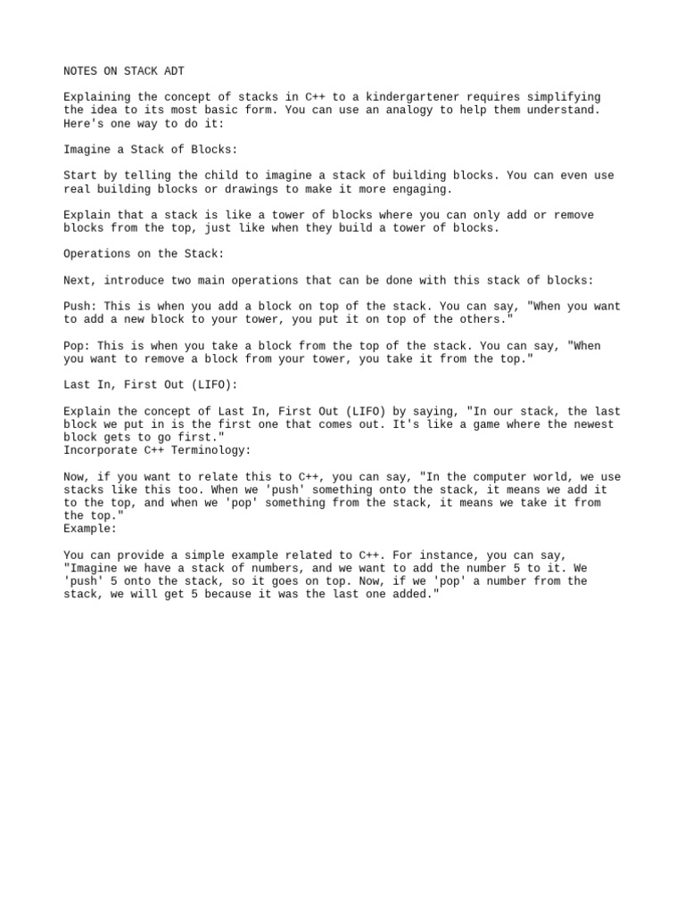 Notes On Stack Adt | PDF Notes On Stack Adt | PDF