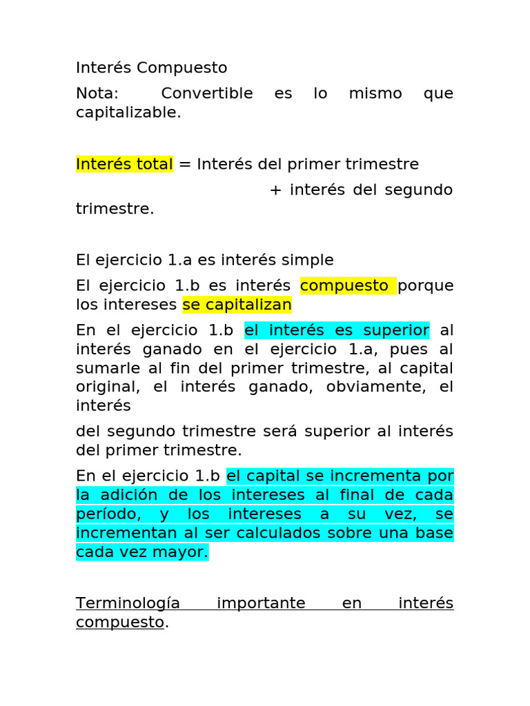 Guía sobre Interés Compuesto y Capitalización | PDF | Interés | Logaritmo