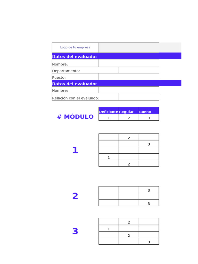 Formato Evaluación 360° Excel | PDF | Evaluación | Cognición