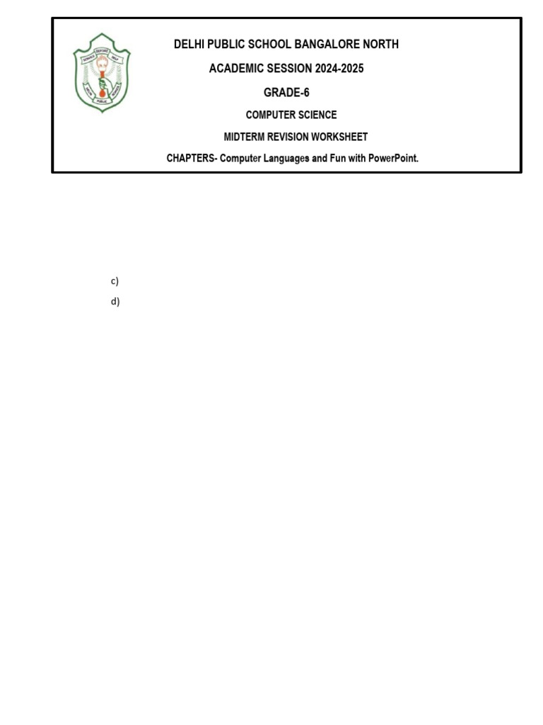 Grade 6 Computer Science Midterm Worksheet | PDF | Assembly Language | Computer Engineering