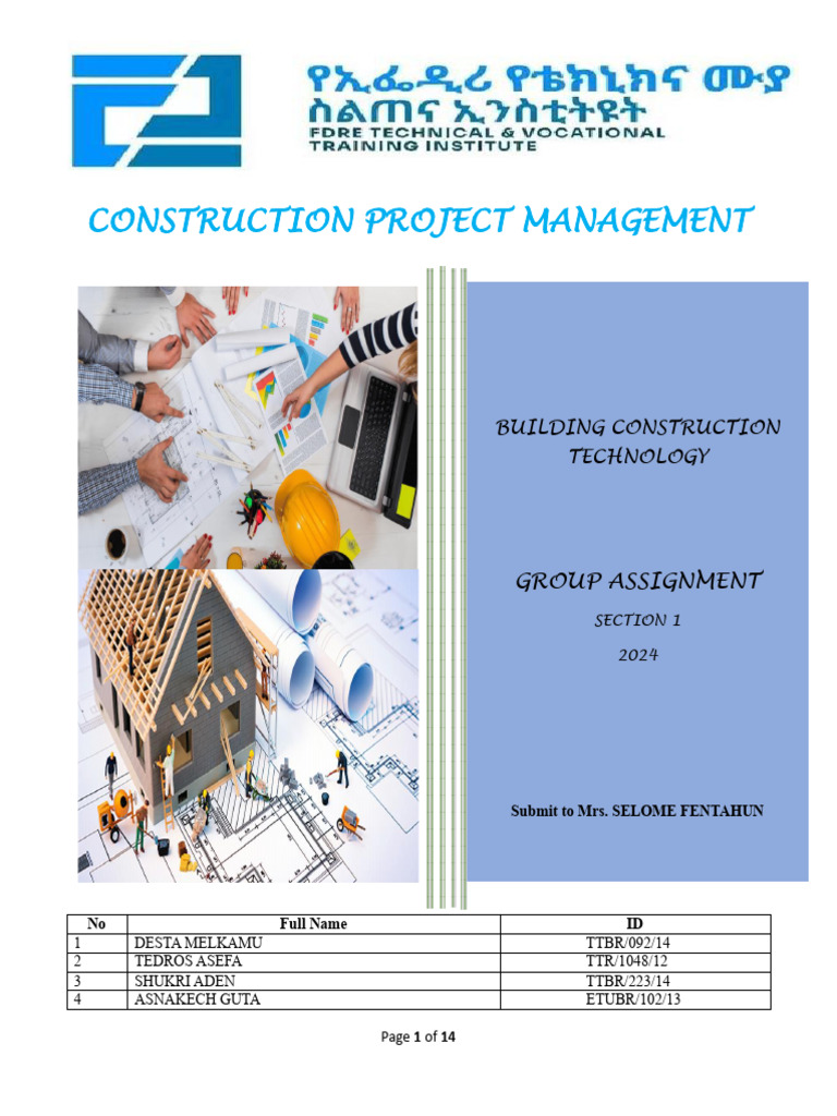 Construction Project Management Group Assignment | PDF | Employment | Risk