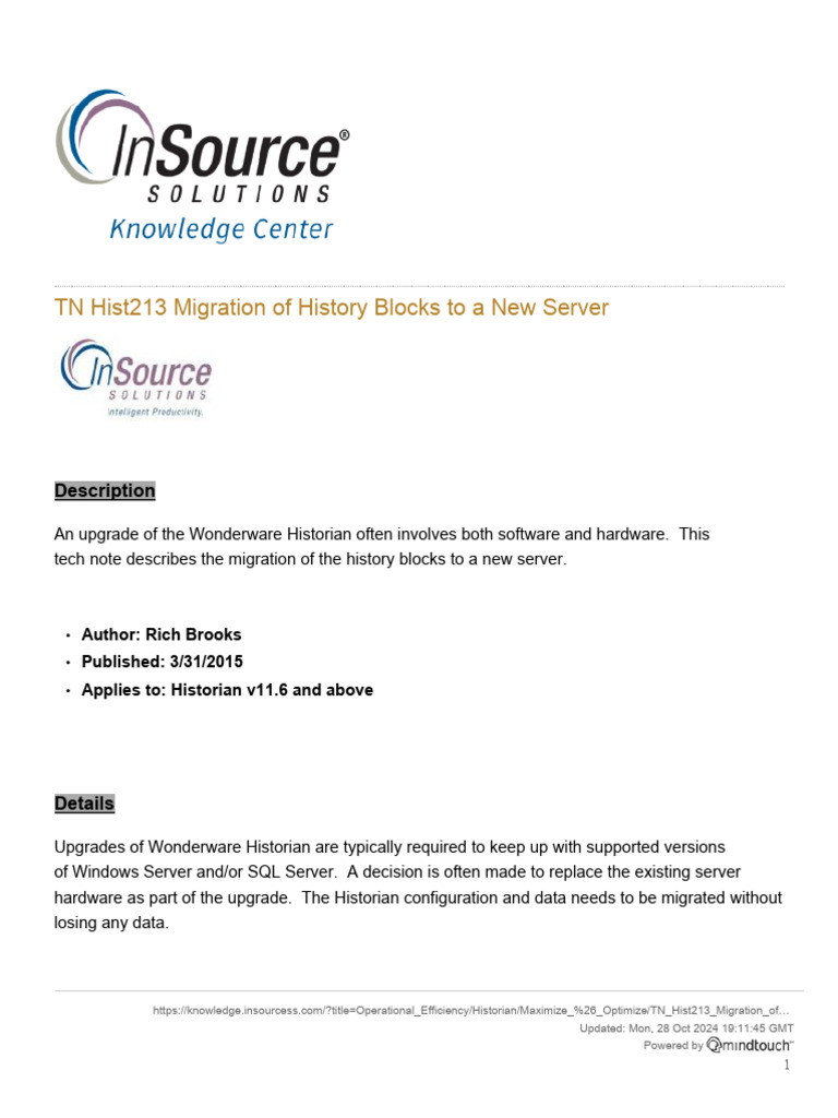 TN Hist213 Migration of History Blocks To A New Server | PDF ...