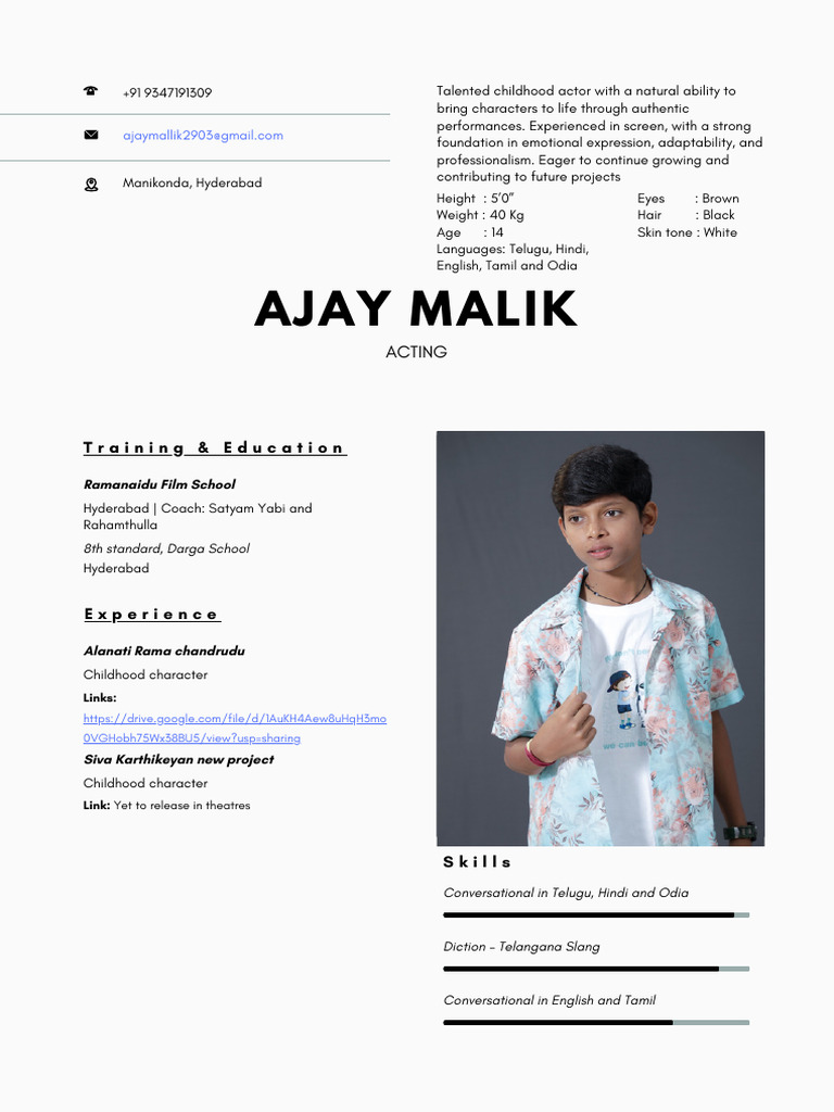 Actor Ajay Portfolio | PDF