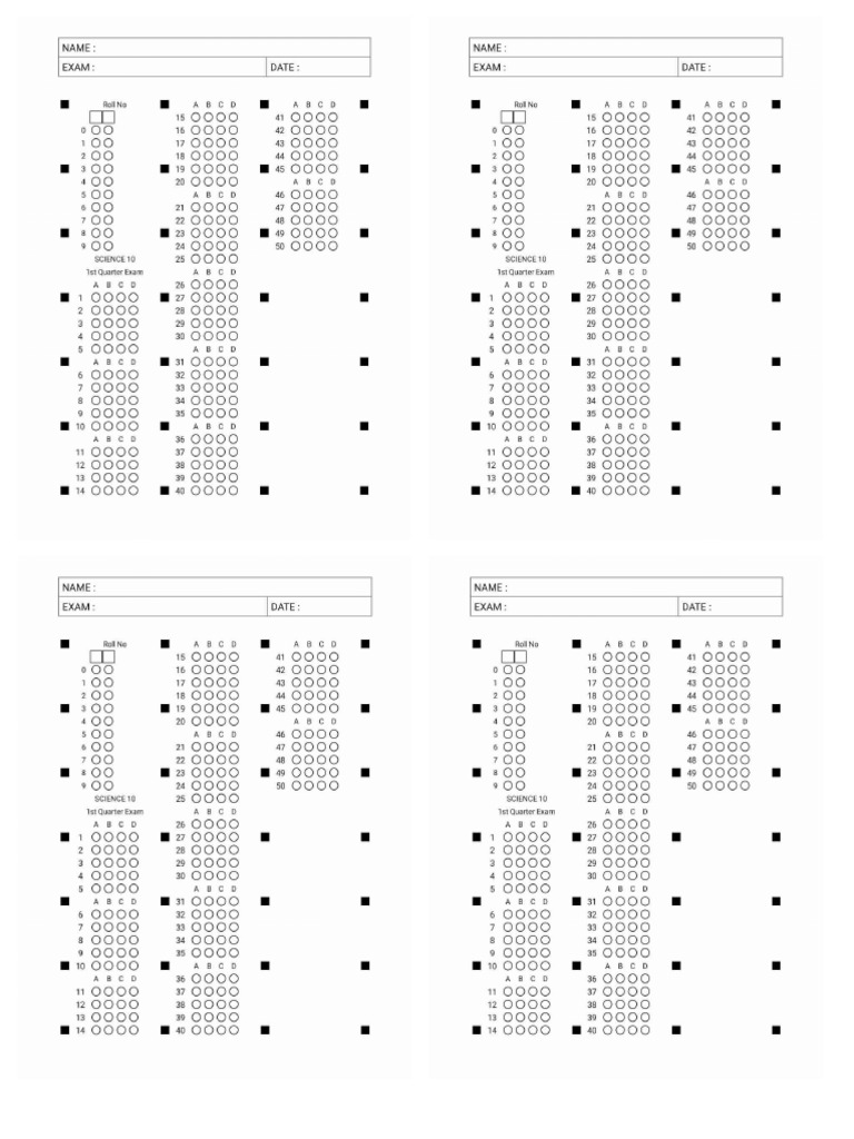 1 50 Answer Sheet Periodic Test | PDF