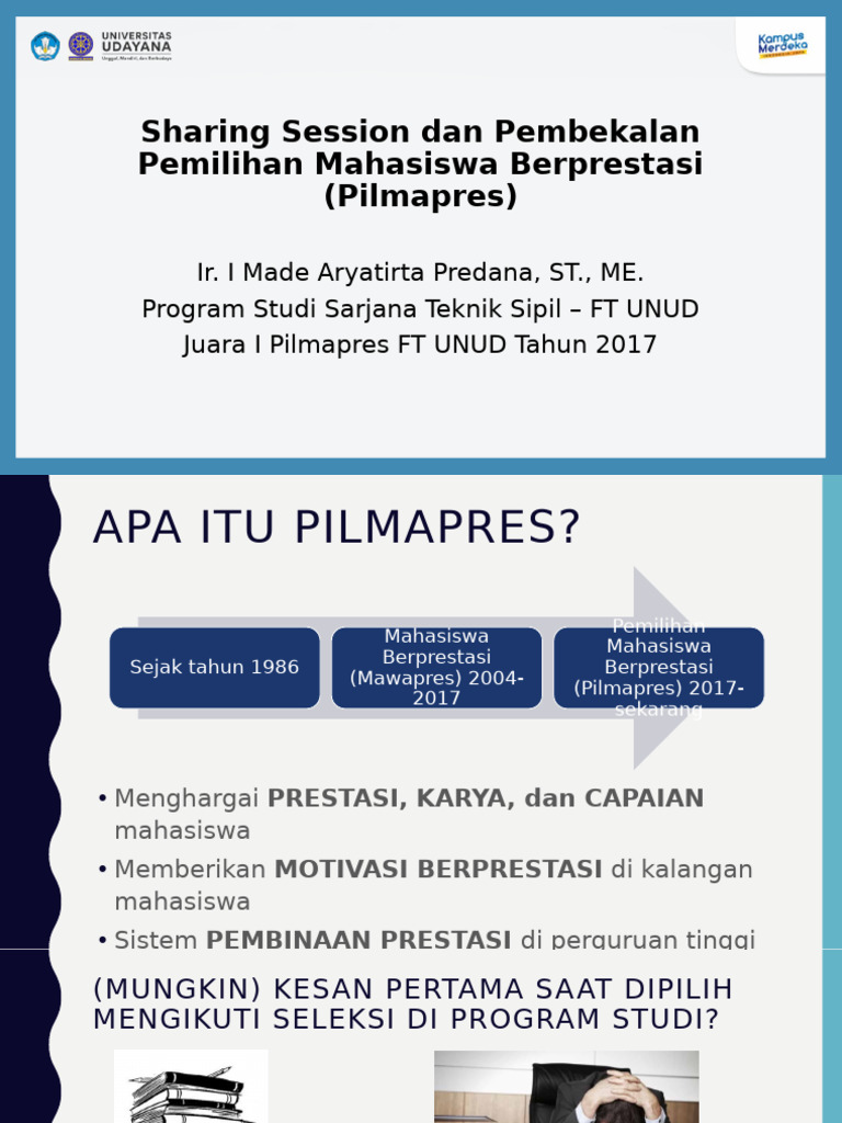 Sharing Session Pilmapres Sipil Unud 2024 - Aryatirta | PDF