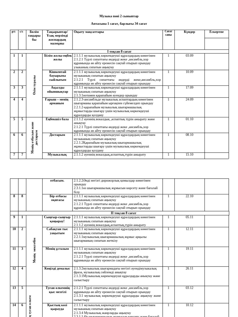 2024 2025 1 6 сыныптар КТЖ 1 Pdf
