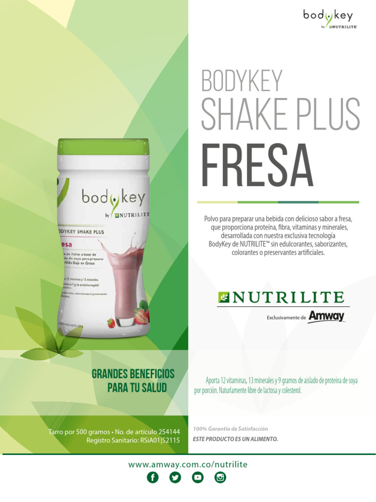 Shake Plus Nutrilite: Beneficios y Uso | PDF | Alimentos | Leche