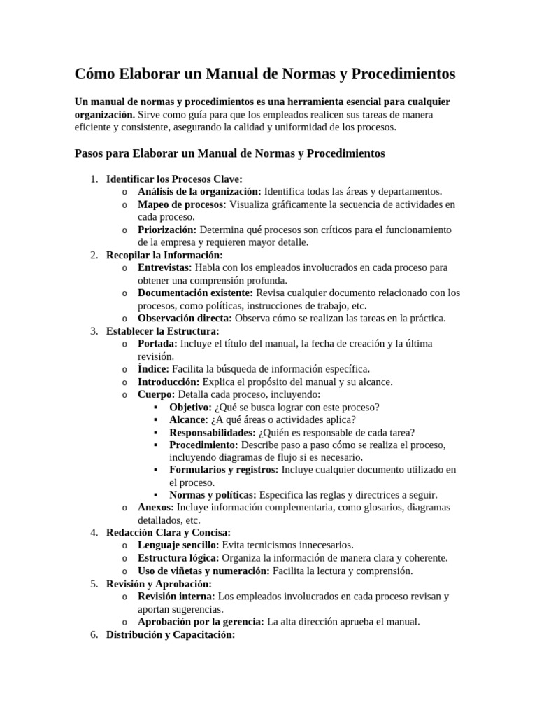 Cómo Elaborar Un Manual de Normas y Procedimientos | PDF | Software | Informática