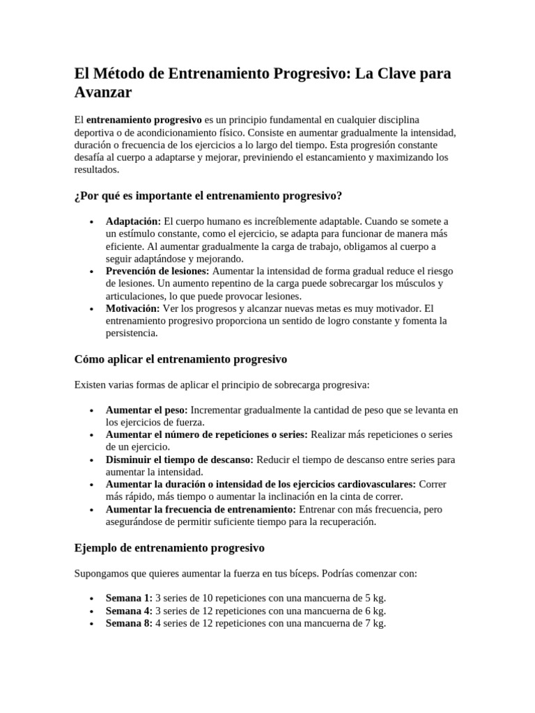 El Método de Entrenamiento Progresivo | PDF