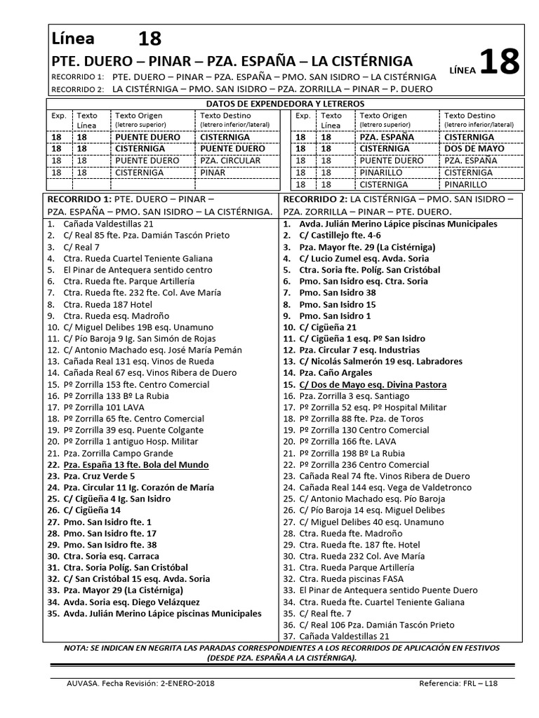 Horarios L18 19 | PDF | Españoles
