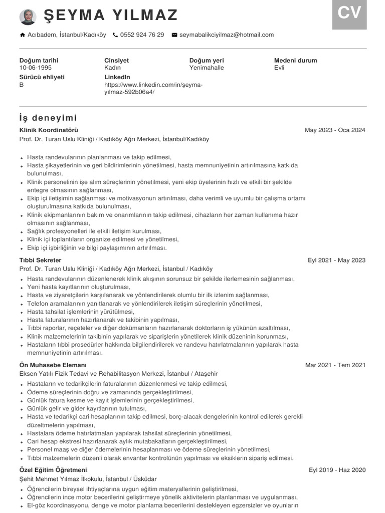CV Şeyma Yılmaz # | PDF