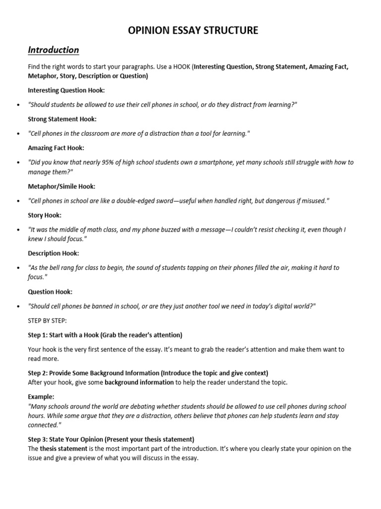 Opinion Essay Structure | PDF | Essays | Communication