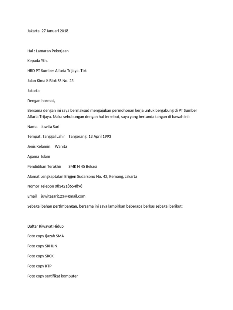 Contoh Lamaran | PDF