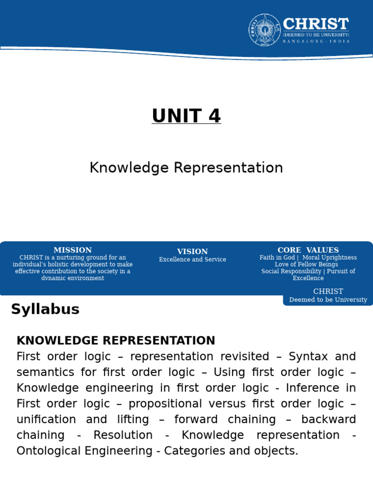 Unit 4 - AI | PDF | Logic | Knowledge Representation And Reasoning