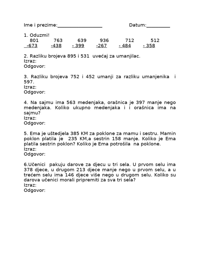 Matematika Kontrolni | PDF