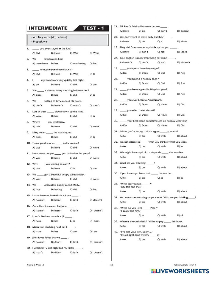 Grammar Test Intermediate | PDF