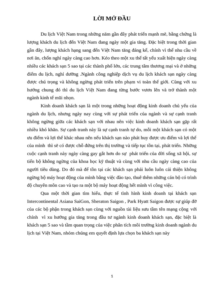 [123doc] Tong Hop Tai Lieu Lien Quan Den 3 Khach San Sheraton Saigon Park Hyatt Intercontinental ...