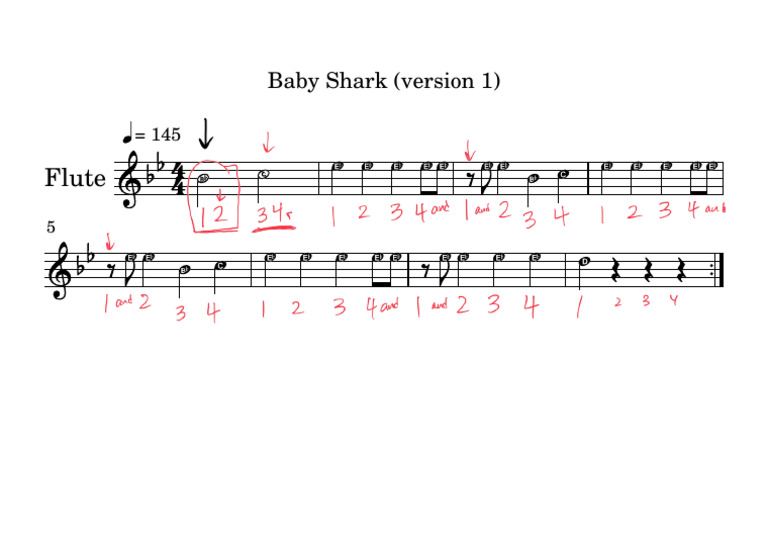 Baby Shark (Version 1) - Flute | PDF