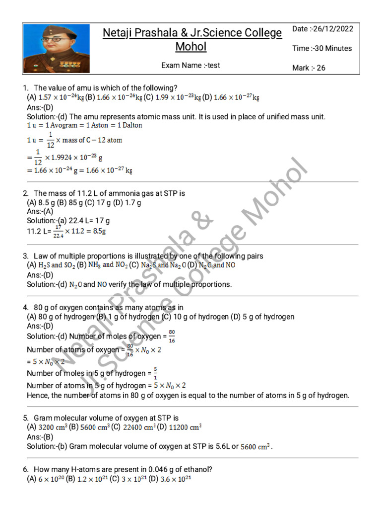 - (4) | PDF | Mole (Unit) | Molecules