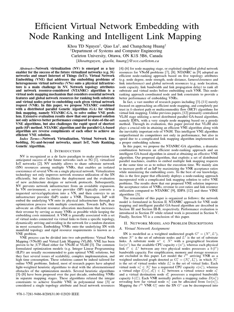 Efficient Virtual Network Embedding with Node Ranking and Intelligent Link Mapping | PDF ...