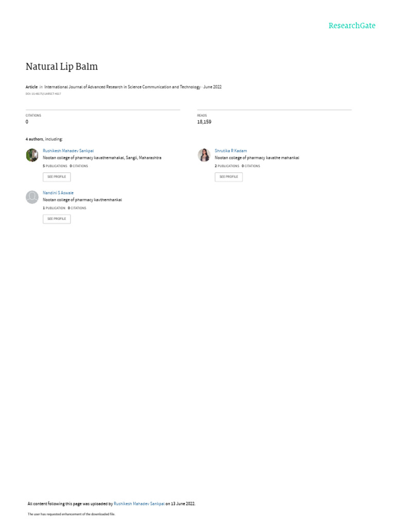 Lip balm | PDF | Lip