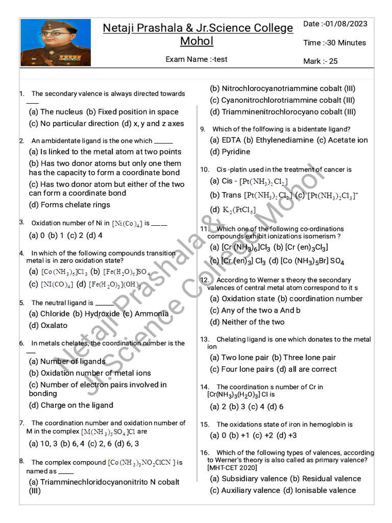 co test | PDF | Coordination Complex | Ligand
