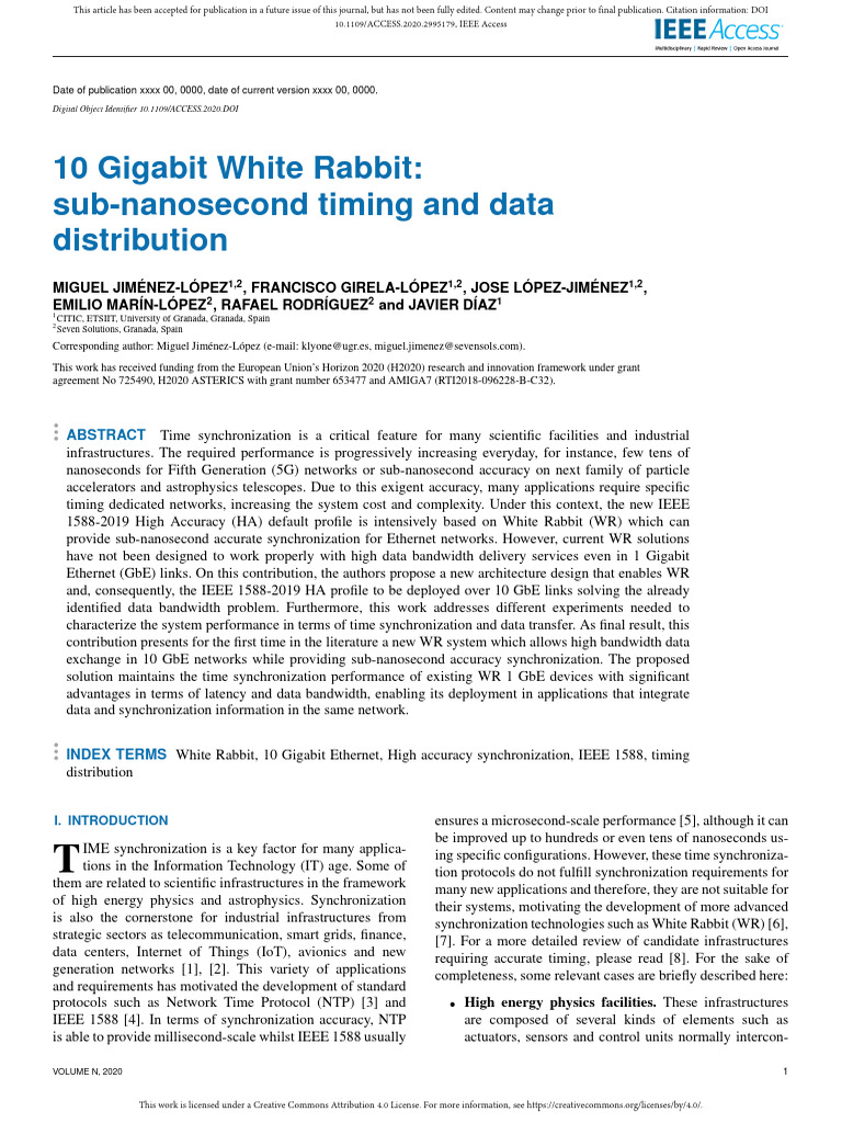 10 Gigabit White Rabbit: Sub-Nanosecond Timing and Data Distribution ...