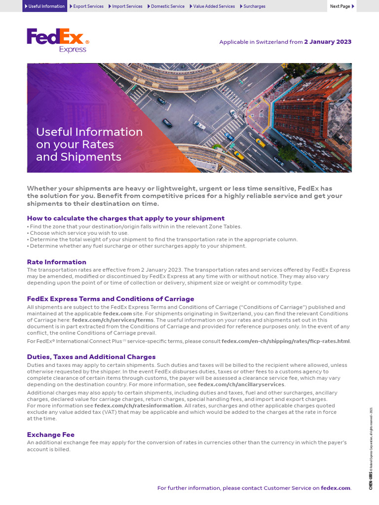 Fedex Rates All en Ch | PDF | Cargo | Value Added Tax