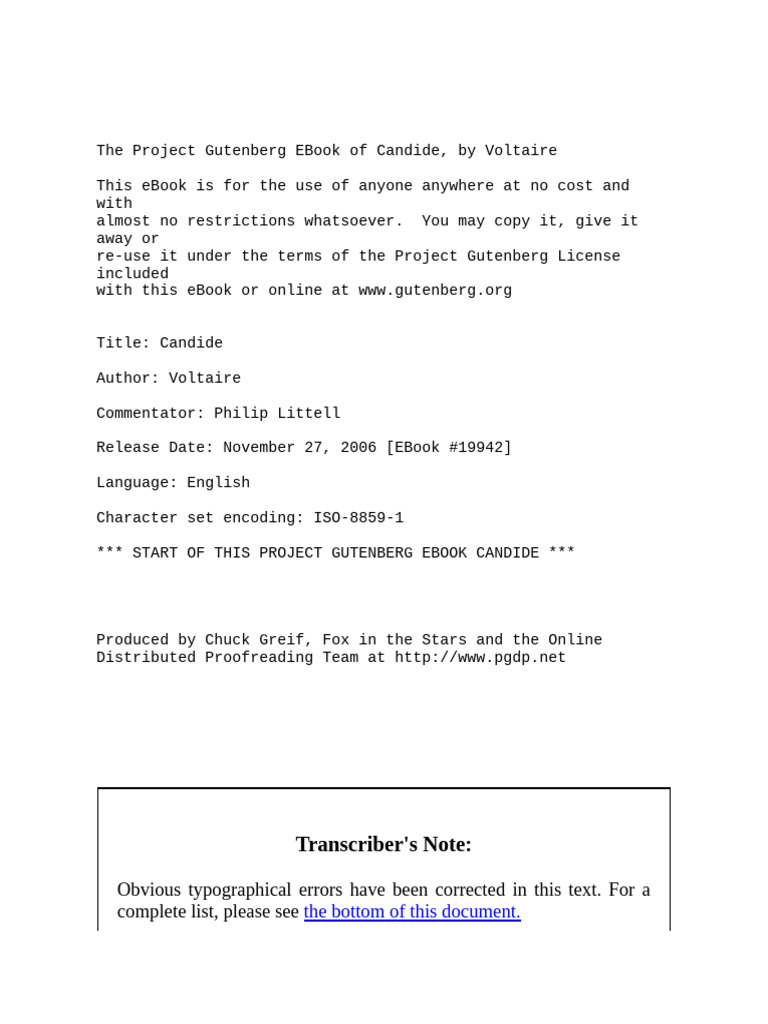 Candide Voltaire Z Library Pdf Candide Project Gutenberg