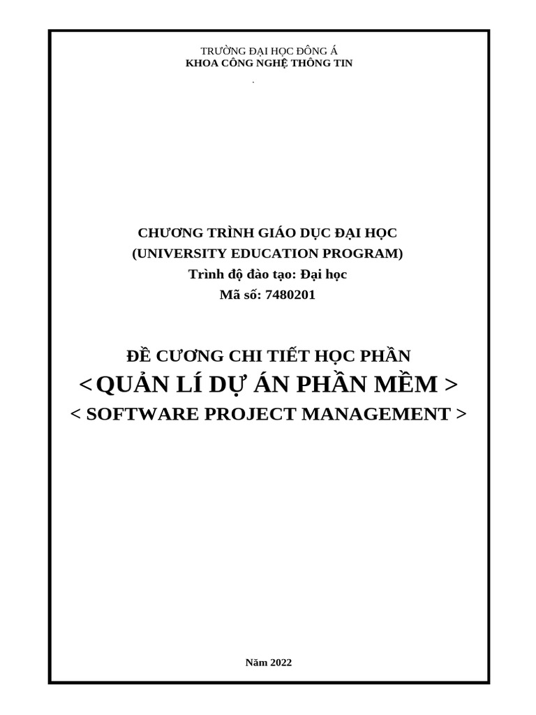 CNTT.2022.45. Quản Lý Dự Án Phần Mềm | PDF