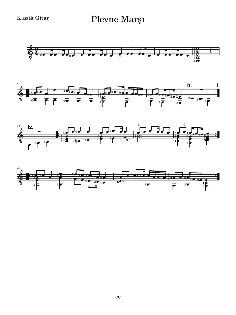 Plevne Marşı-Klasik - Gitar | PDF