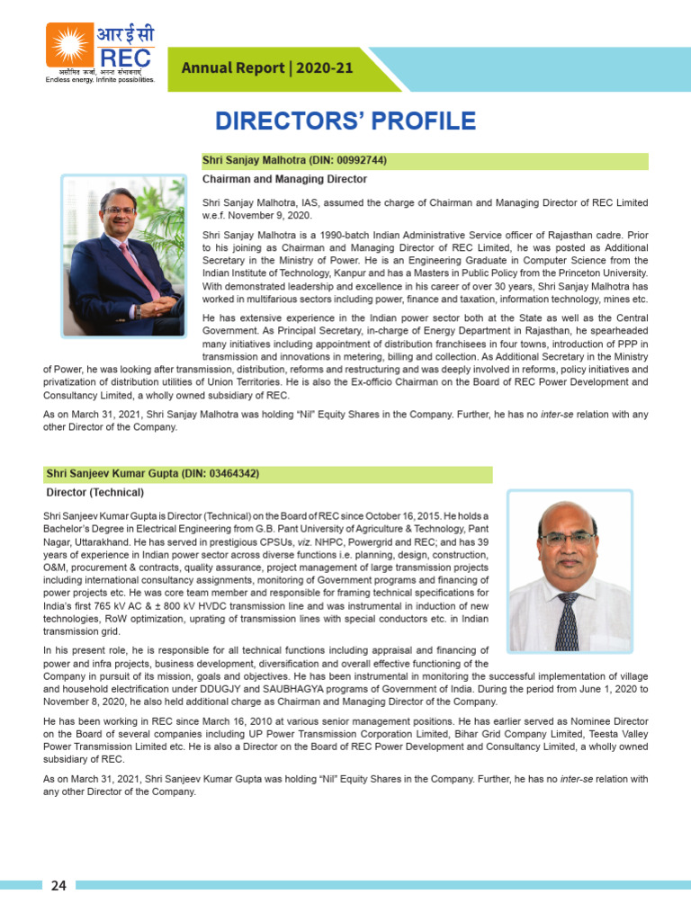 8 Directors Profile FY 2020 21 | PDF | Electric Power Transmission ...