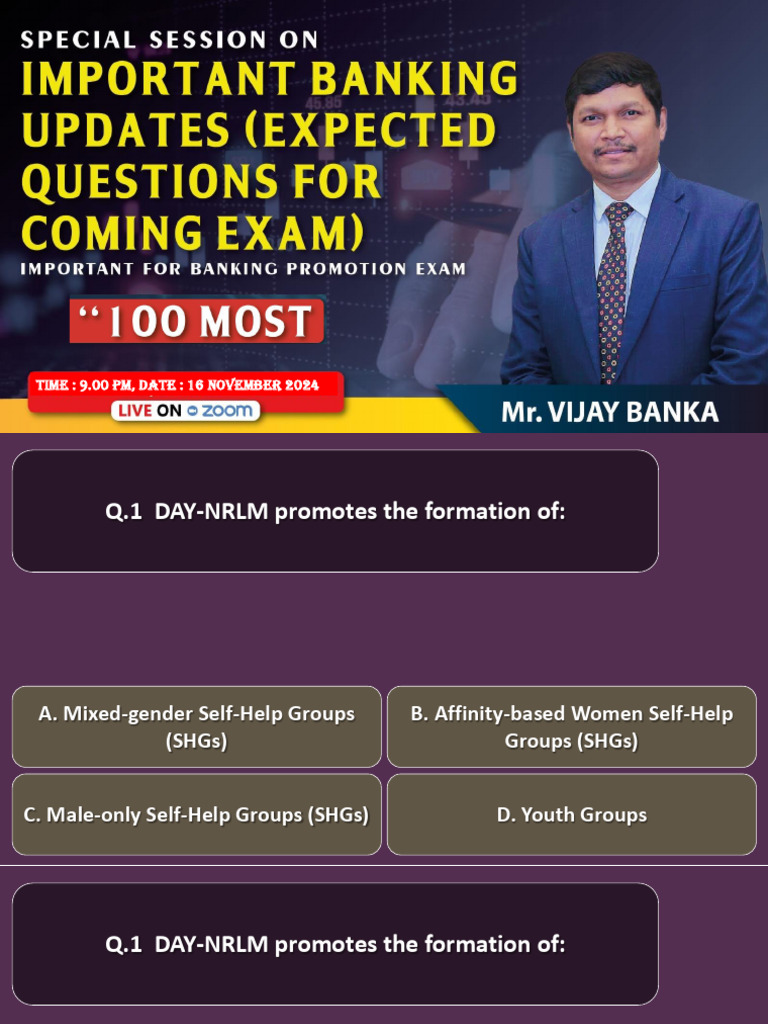 DAY-NRLM Quiz for SHG Members | PDF | Banking | Financial Services