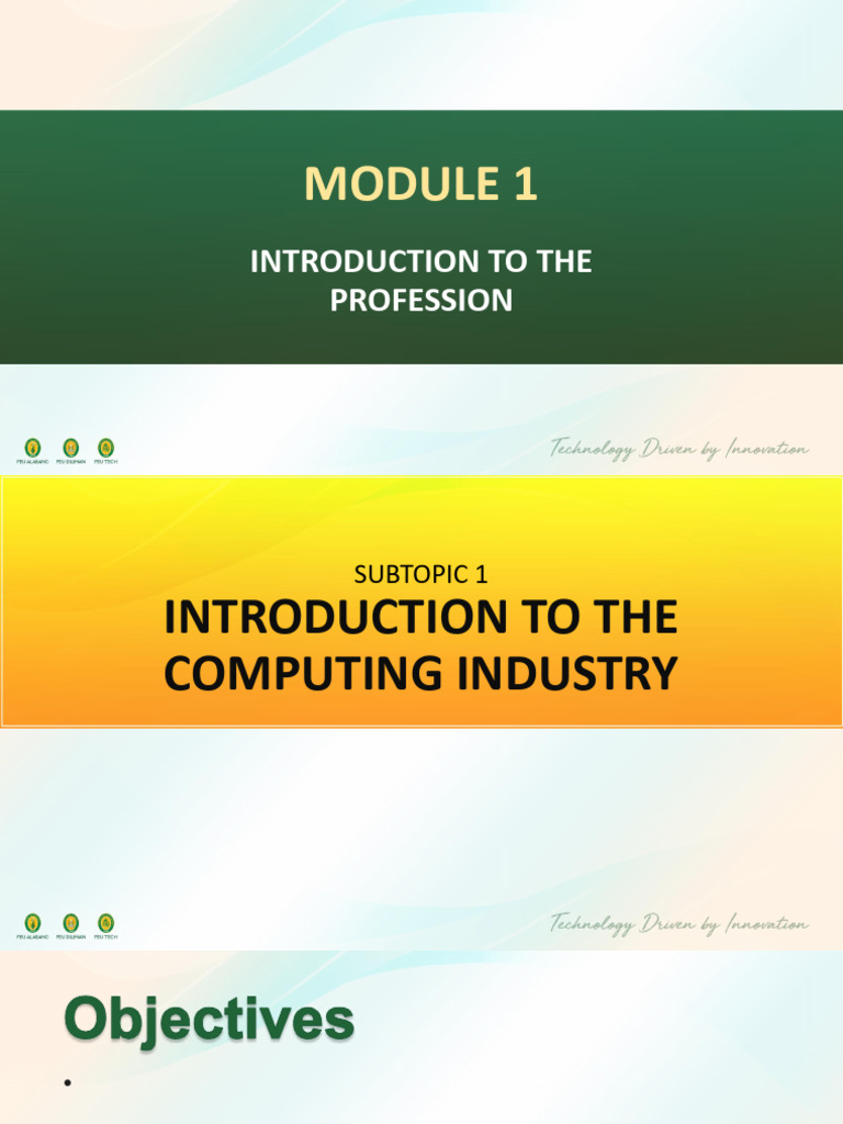 hjh[M1S1-POWERPOINT] Introduction to the Computing Industry | PDF | Computing | Software