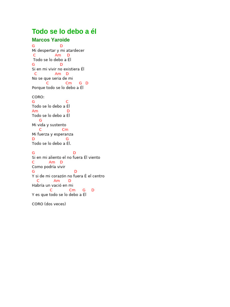Todo se lo debo a Él - Letra de canción | PDF