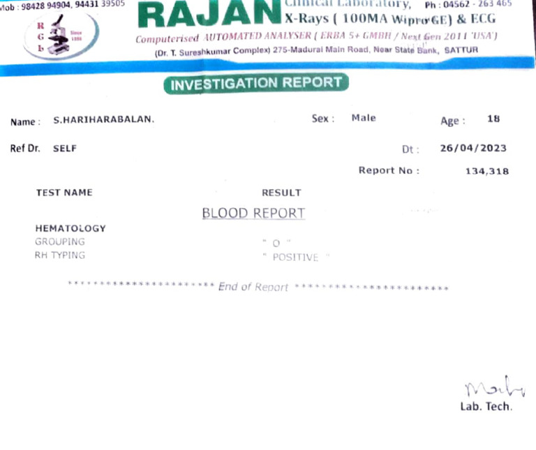 Blood Group Certificate | PDF