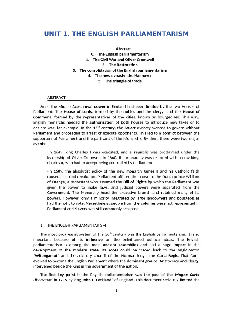 Evolution of English Parliamentarism | PDF | Parliament | Monarchy Of ...