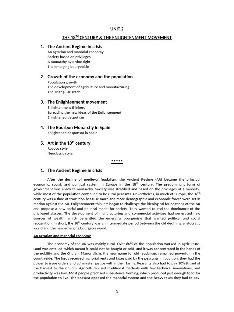 Unit 2. The 18th Century and The Enlightenment Movement | PDF | Age Of ...