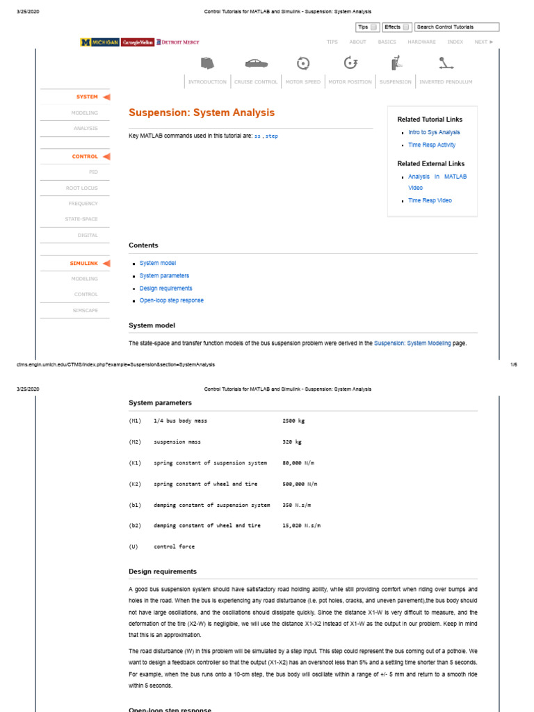 8 Control Tutorials For MATLAB and Simulink - Suspension - System Analysis | PDF | Computer ...