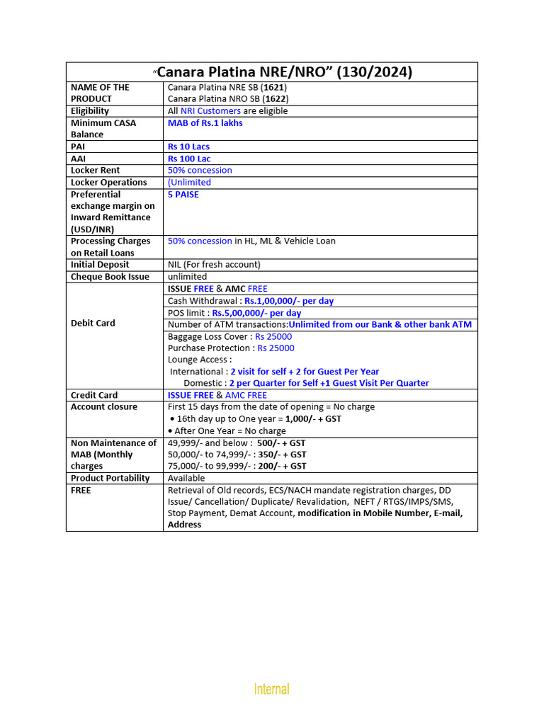 Canara Platina Nre Nro Answers | PDF