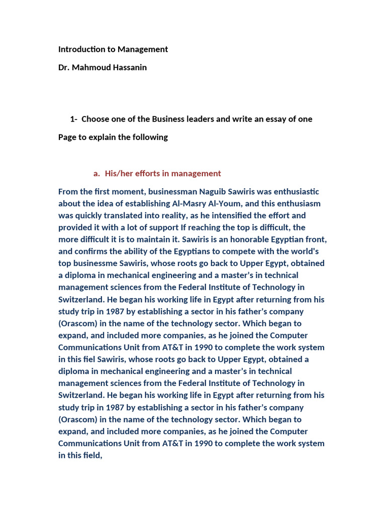 Assignment Intro To Management | PDF