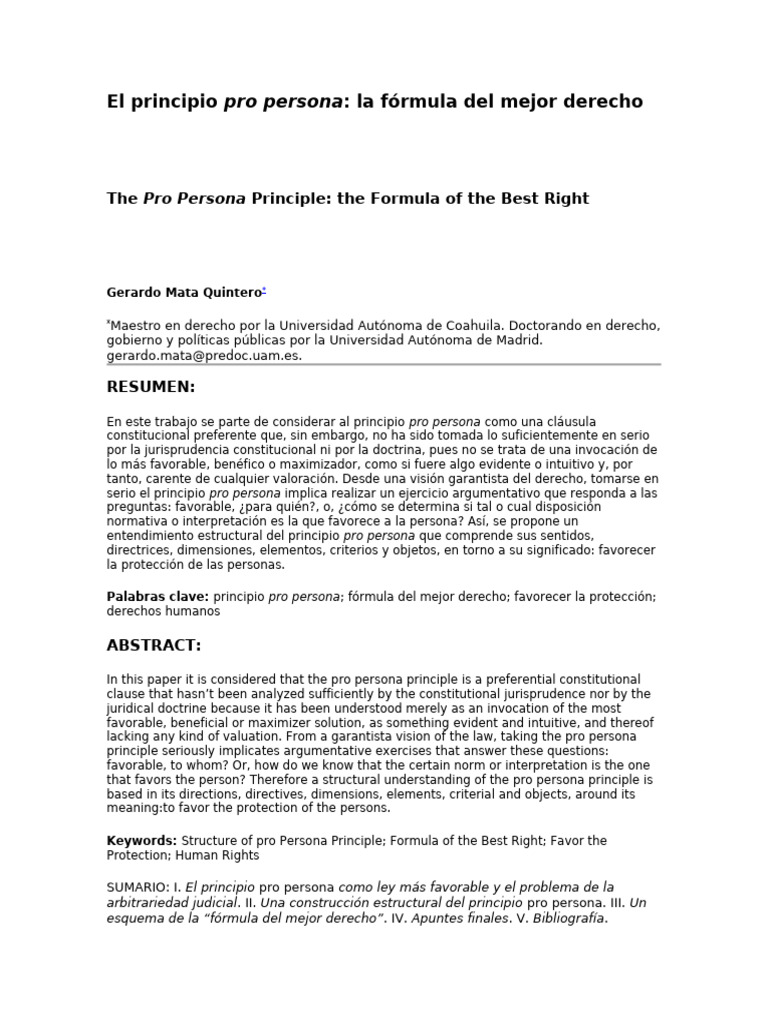 El Principio PRO PERSONA | PDF | Homosexualidad | Constitución