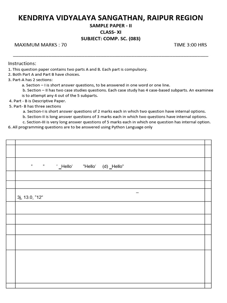 Class Xi Sqp Cs Set II (1) | PDF | Boolean Algebra | Teaching Mathematics