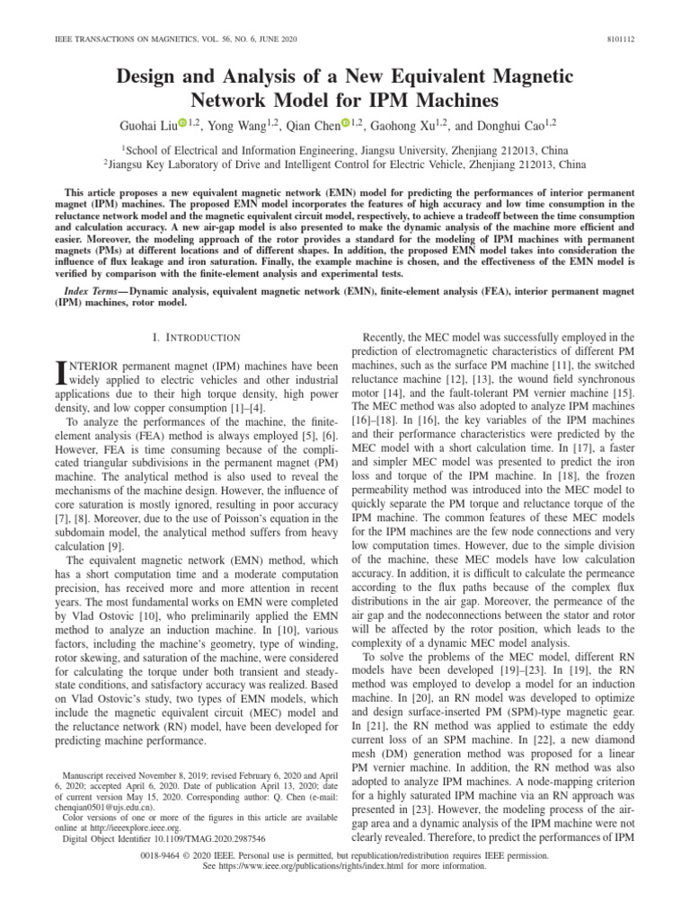 2020- Design and Analysis of a New Equivalent Magnetic | PDF | Finite Element Method ...