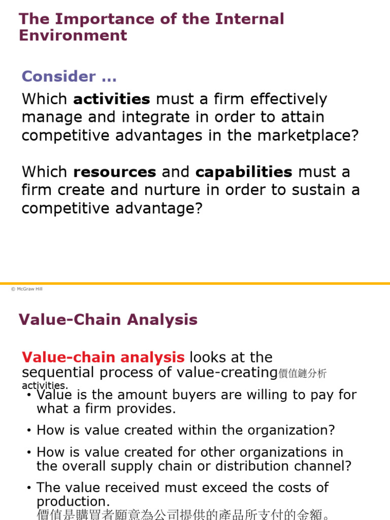 Lecture 8-Internal Environmental Analysis | PDF | Logistics | Value Chain